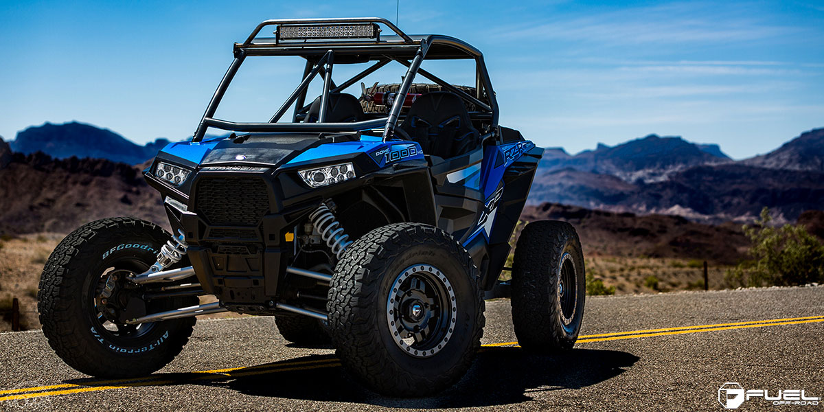 ATV Polaris RZR w/ 14x7 Fuel Anza D557 UTV Wheels