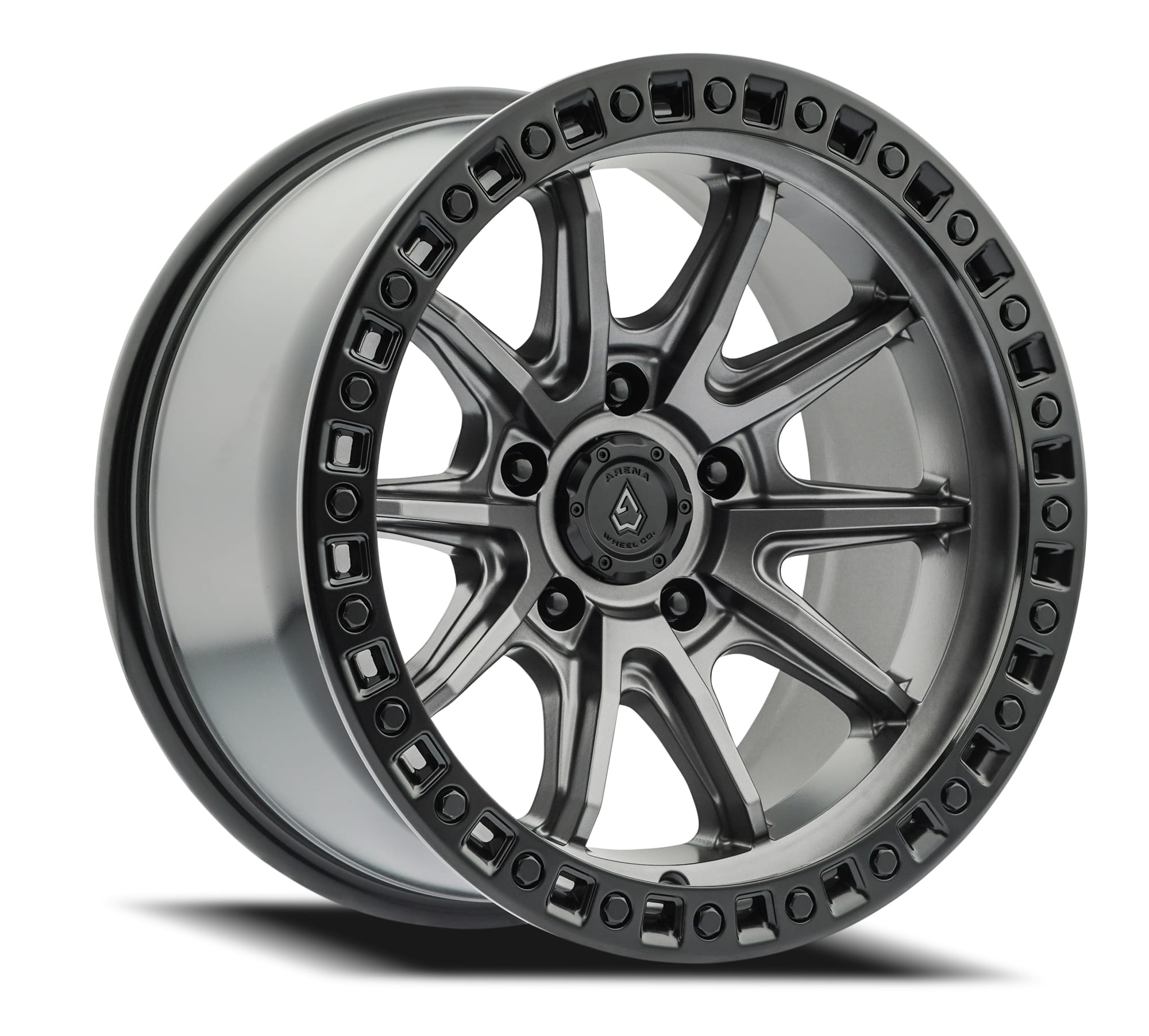 Arena Wheel Co MISSION SATIN GUN METAL CENTER SATIN BLACK LIP - WheelsASAP